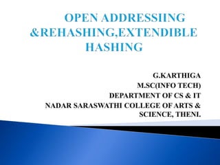 Open addressiing &rehashing,extendiblevhashing | PPT