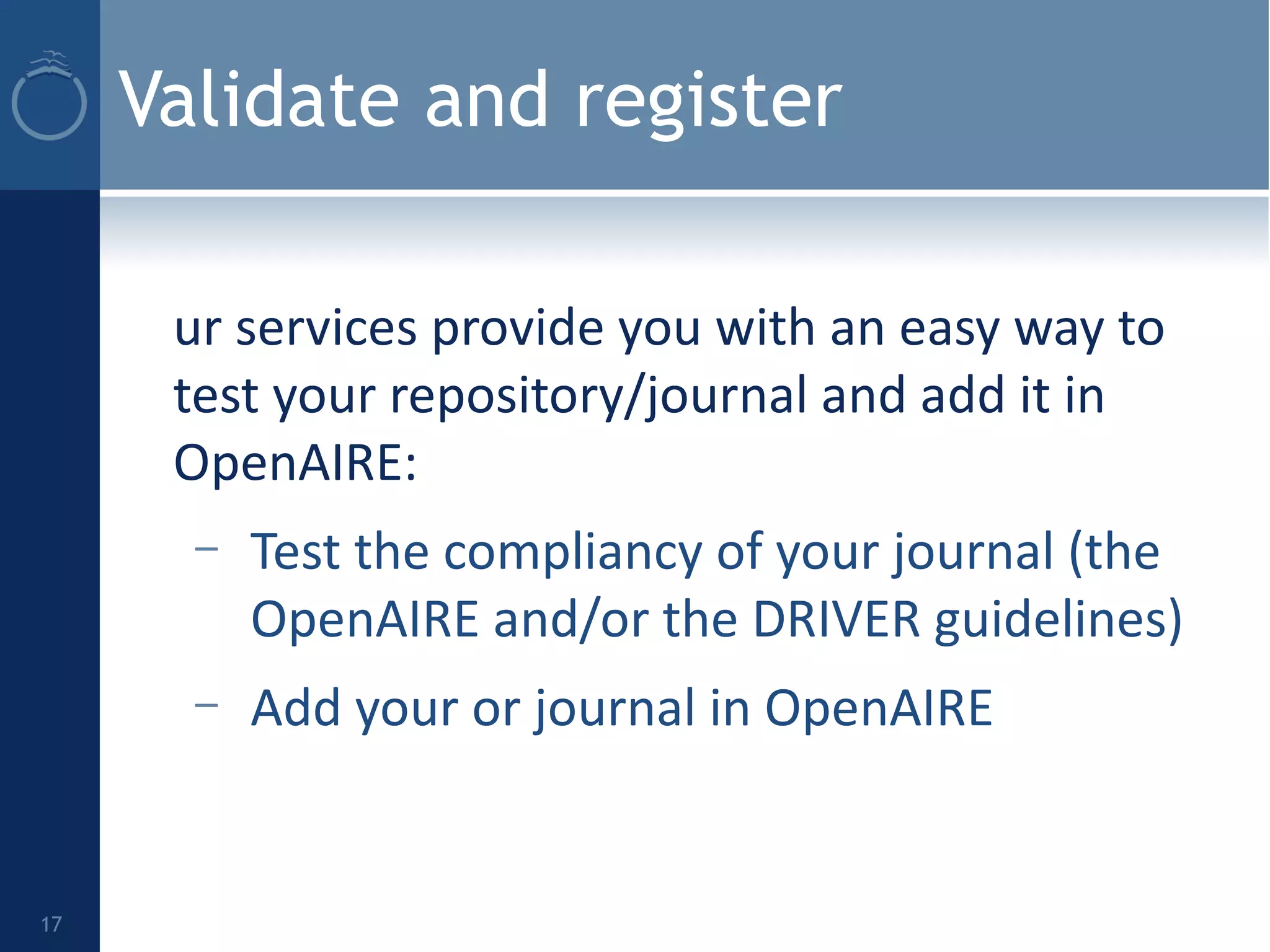 OJS journal's compliance with OpenAIRE | PPT