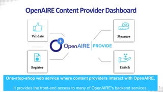 OpenAIRE provide dashboard #OpenAIREweek2020 | PPT