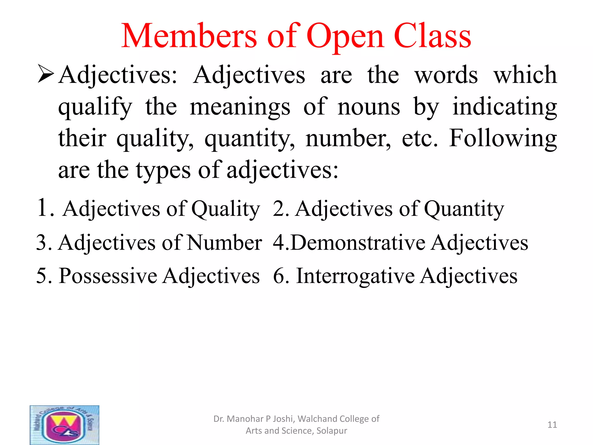 Open and closed class | PPTX