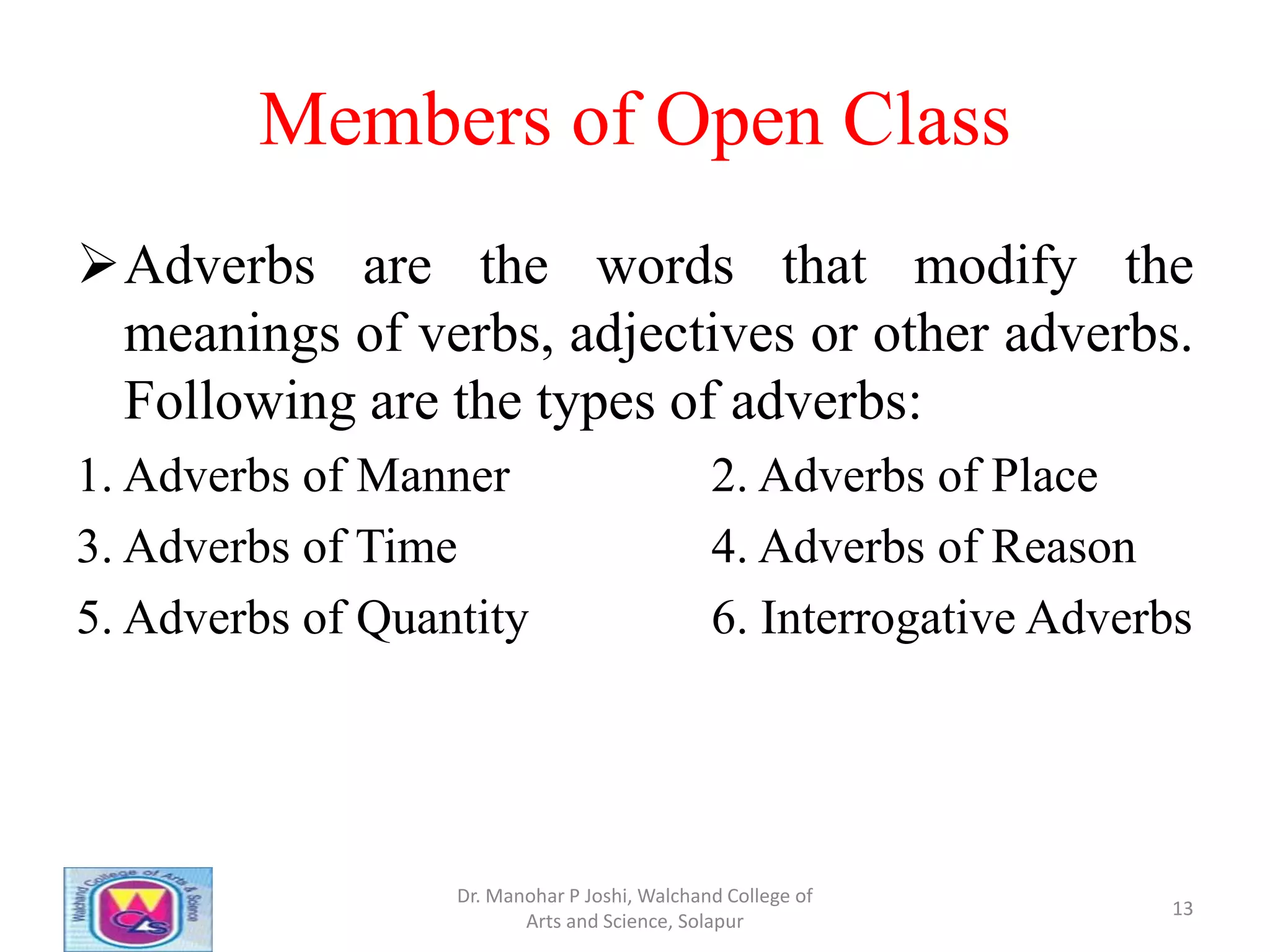 Open and closed class | PPTX