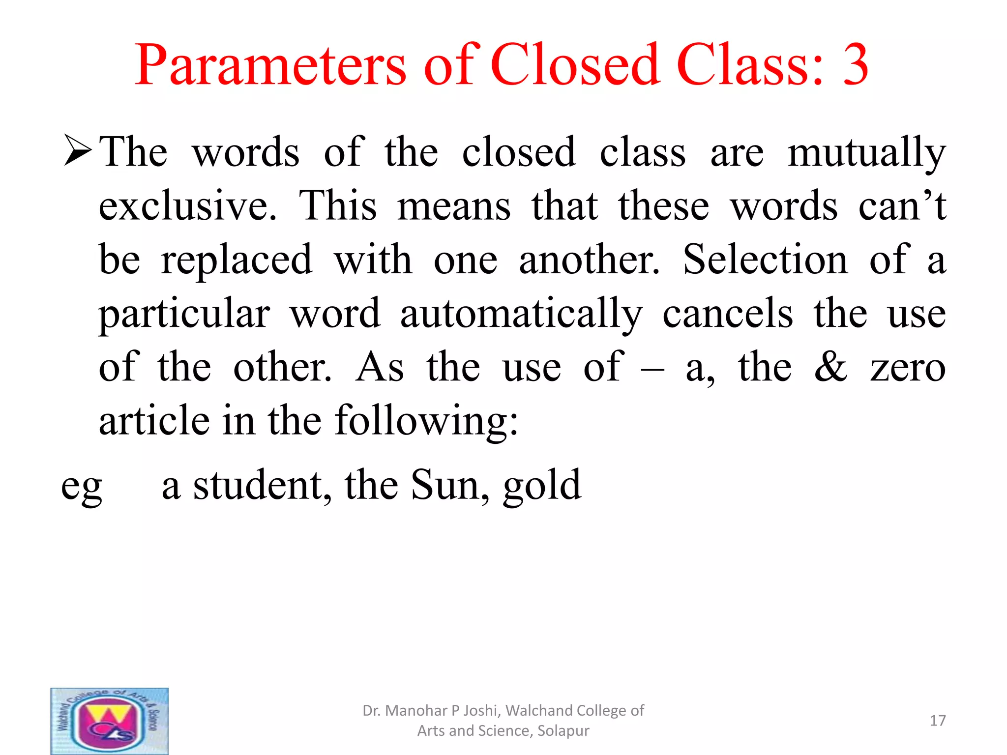 Open and closed class | PPTX
