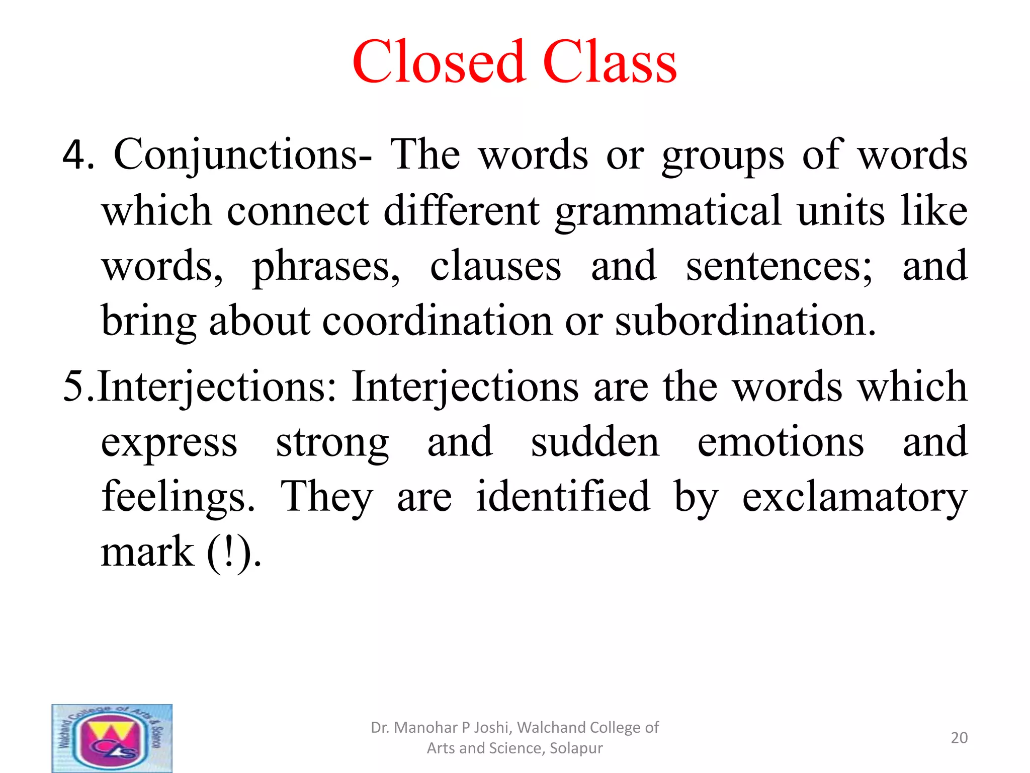 Open and closed class | PPTX