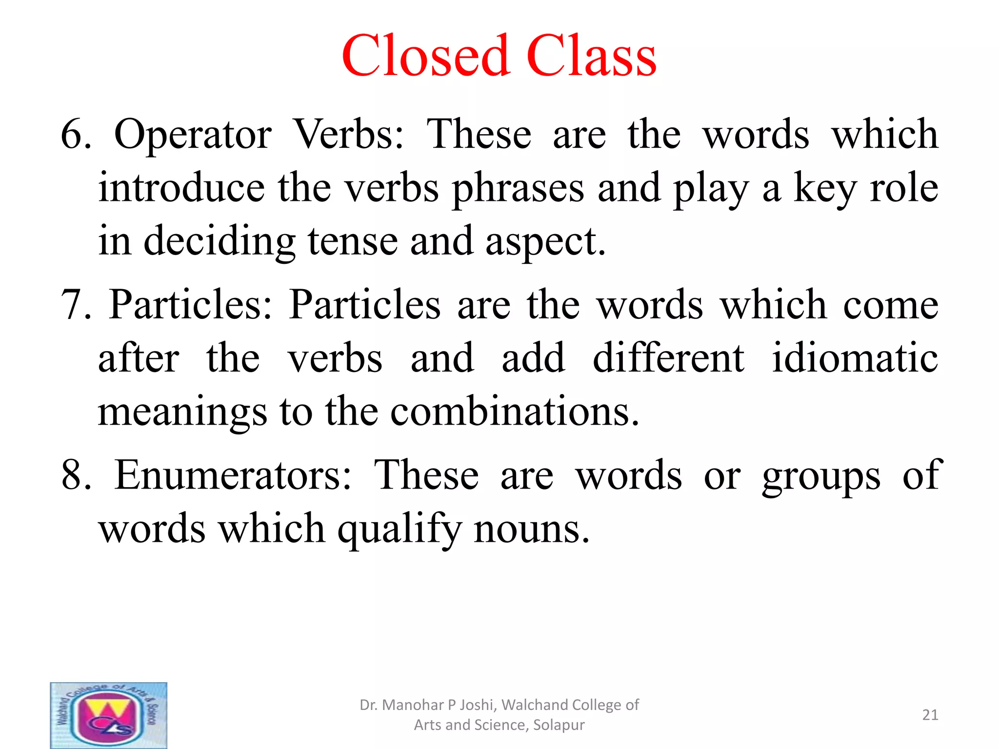 Open and closed class | PPTX