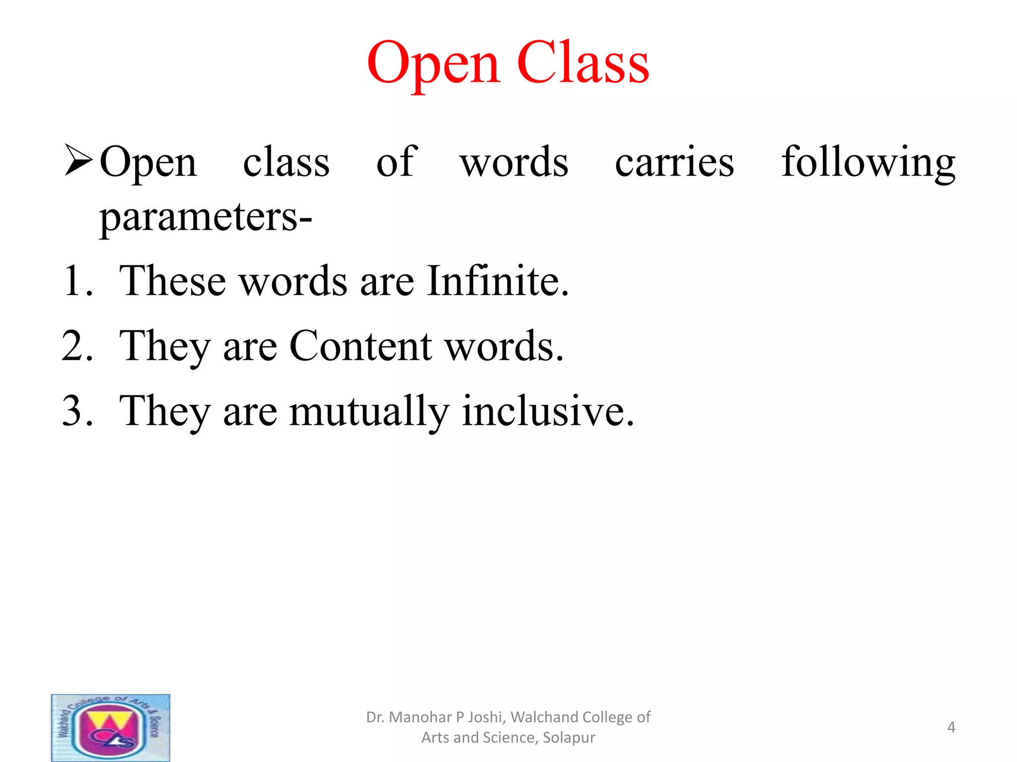 Open and closed class | PPTX