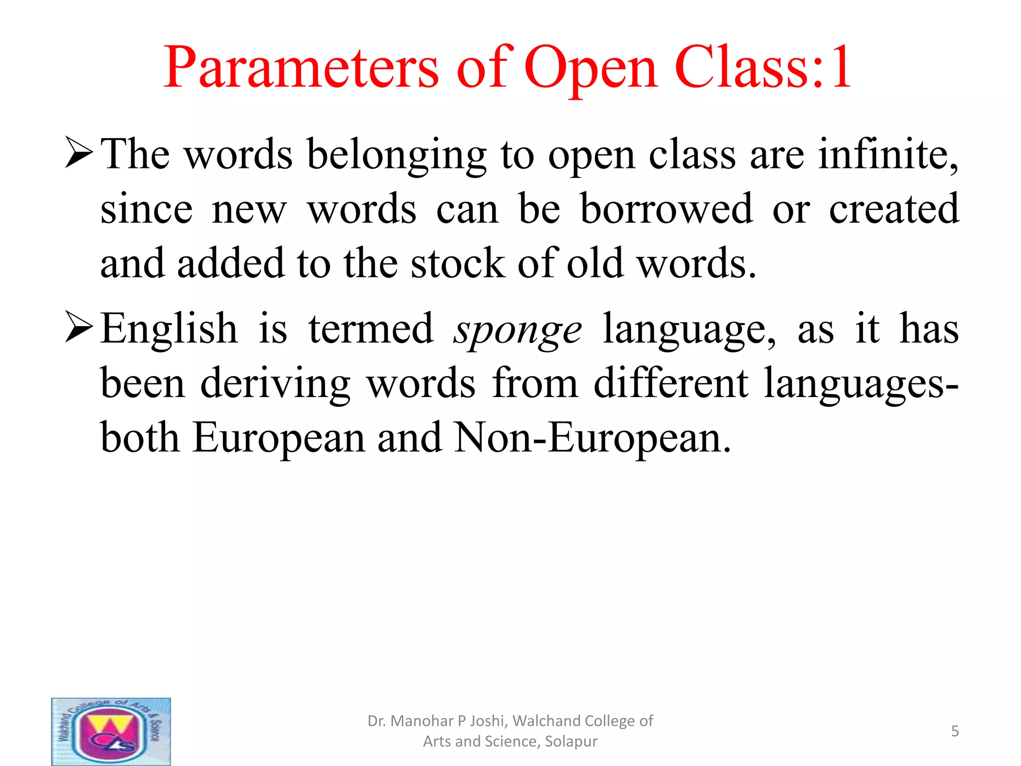 Open and closed class | PPTX