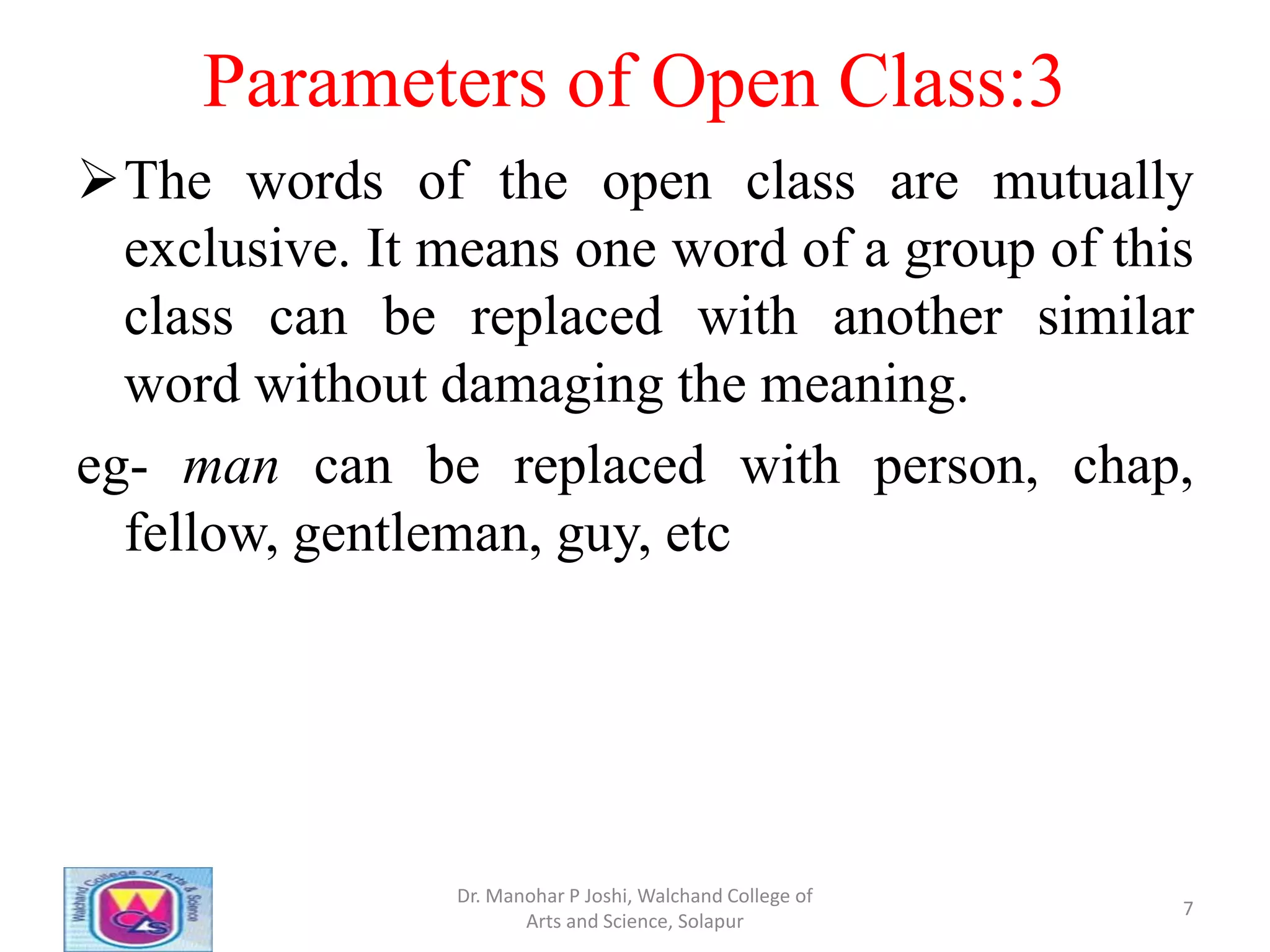 Open and closed class | PPTX