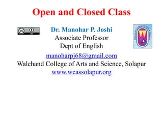 Open and closed class | PPTX