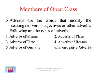 Open and closed class | PPTX