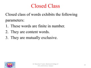 Open and closed class | PPTX