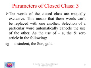 Open and closed class | PPTX