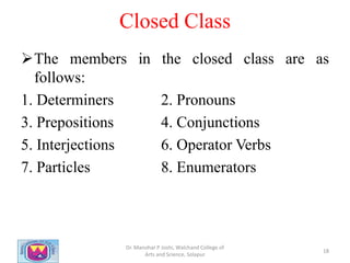 Open and closed class | PPTX
