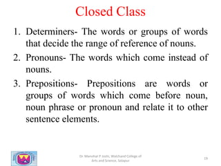 Open and closed class | PPTX