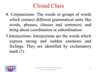 Open and closed class | PPTX