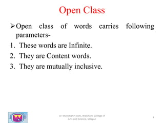 Open and closed class | PPTX