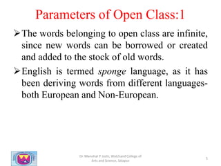 Open and closed class | PPTX