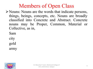 Open and closed class | PPTX