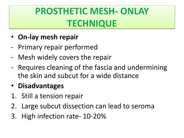 Open and laproscopic repair of incisional hernia | PPT