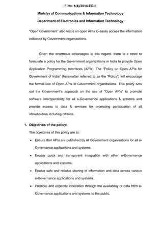 Policy on Open Application Programming Interfaces (APIs) for Government ...