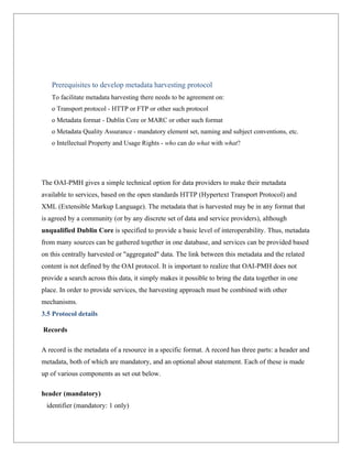 Open Archives Initiatives For Metadata Harvesting | DOC | Databases | Computer Software and ...