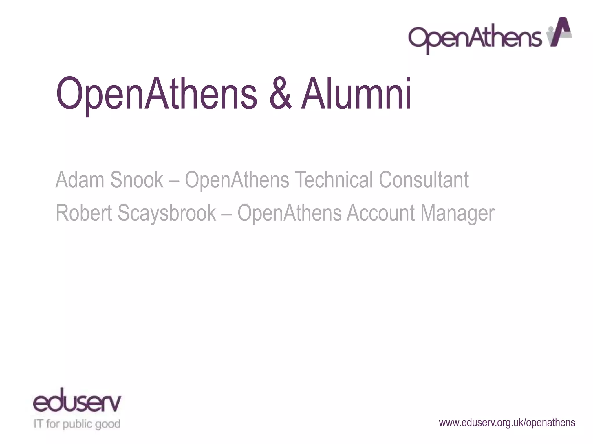 OpenAthens for alumni access | PPT