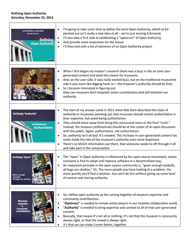 Defining Open Authority: Museum Computer Network 2013 [NOTES] | PDF