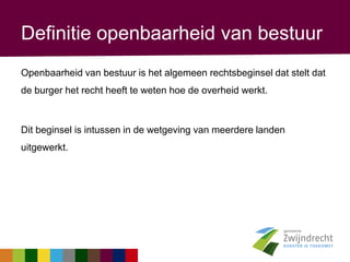 Openbaarheid van bestuur in zwijndrecht | PPT