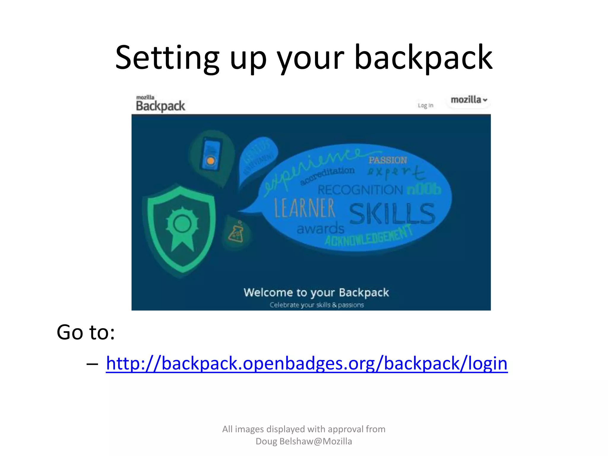 Open badges - setting up your backpack | PPTX