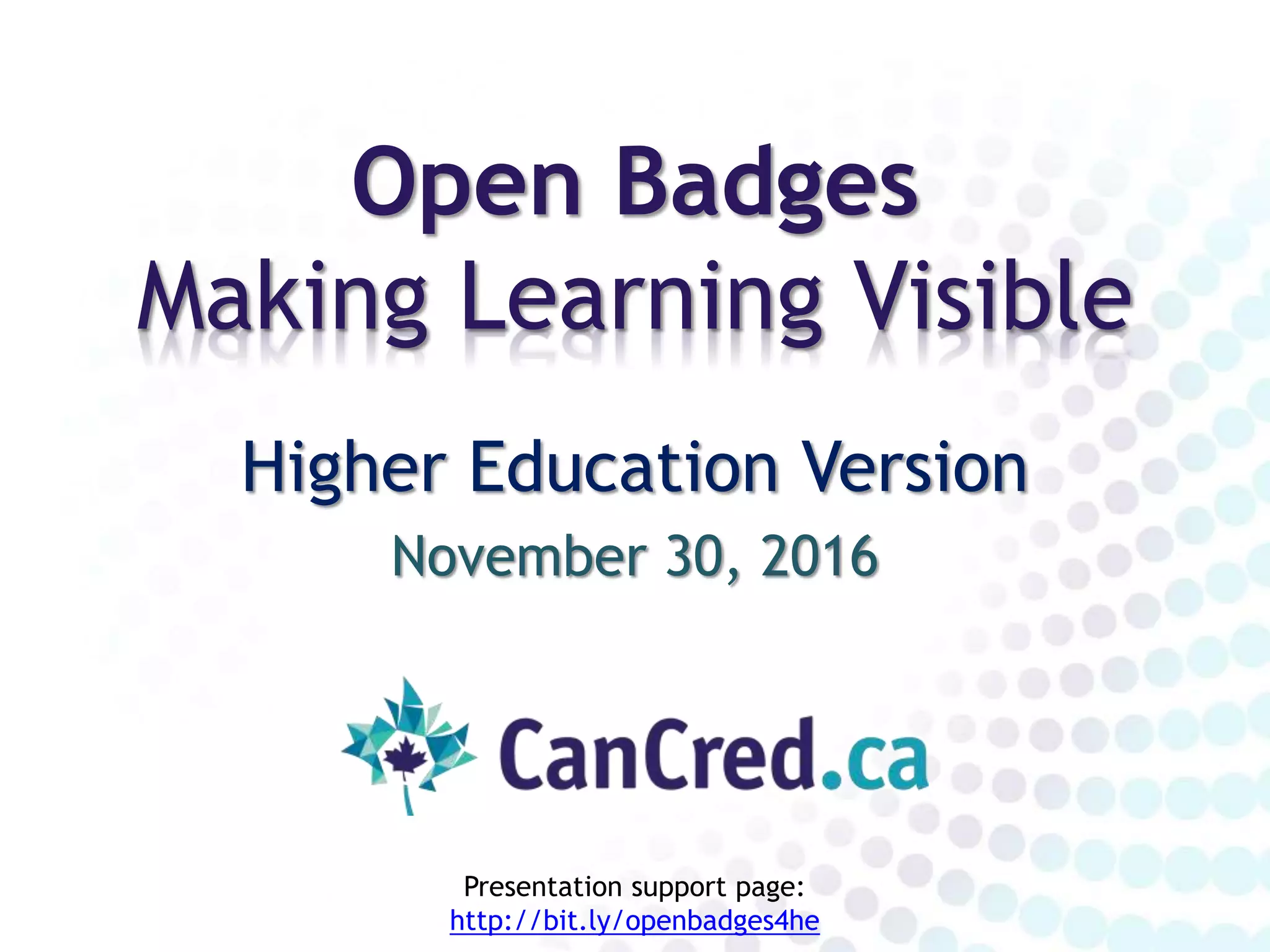 Open Badges for Higher Education | PPT