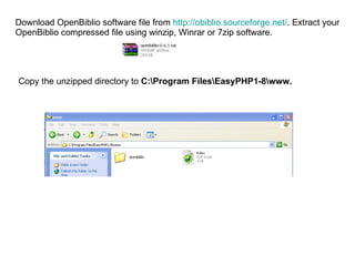 Installation of Openbiblio using Easyphp | PPT