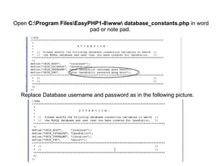 Installation of Openbiblio using Easyphp | PPT