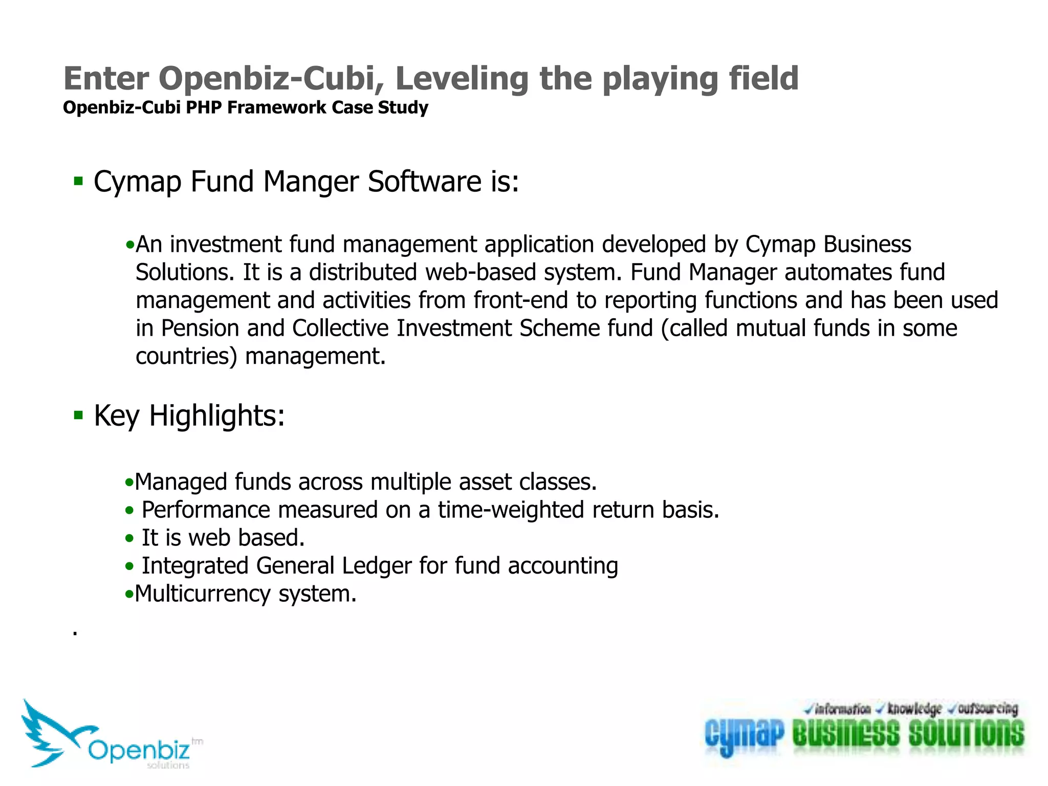 Openbiz Cubi Case Study - Cymap | PPTX