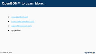 OpenBOM SaaS PLM for Onshape [Webinar Slide Deck] | PPT
