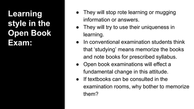 Open book exam | PPTX | Educational Assessment | Education