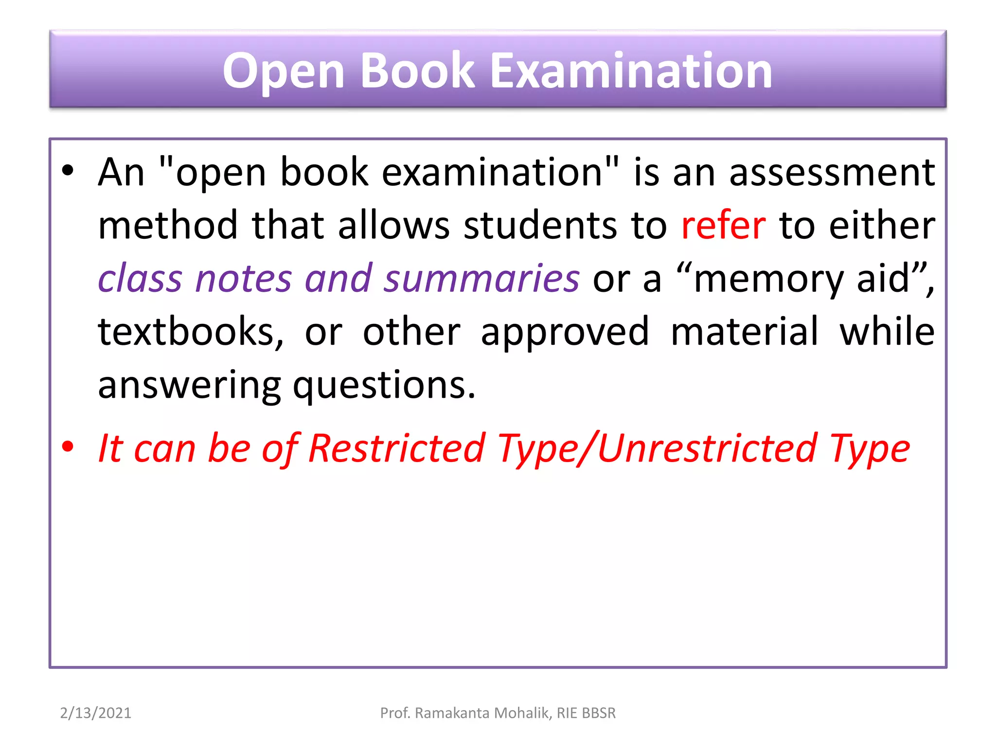Open book examination | PPTX