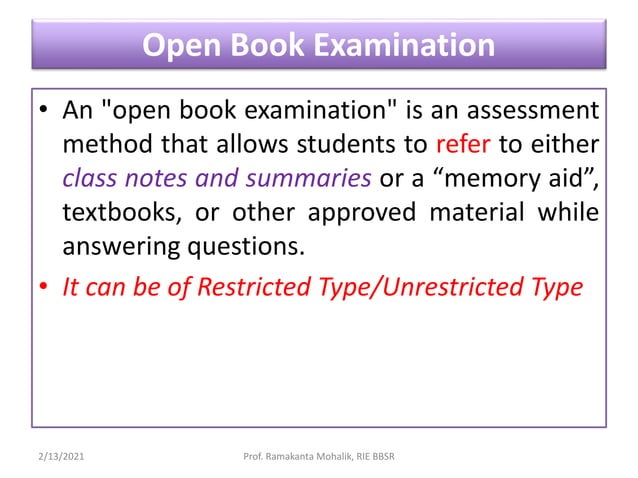 Open book examination | PPTX