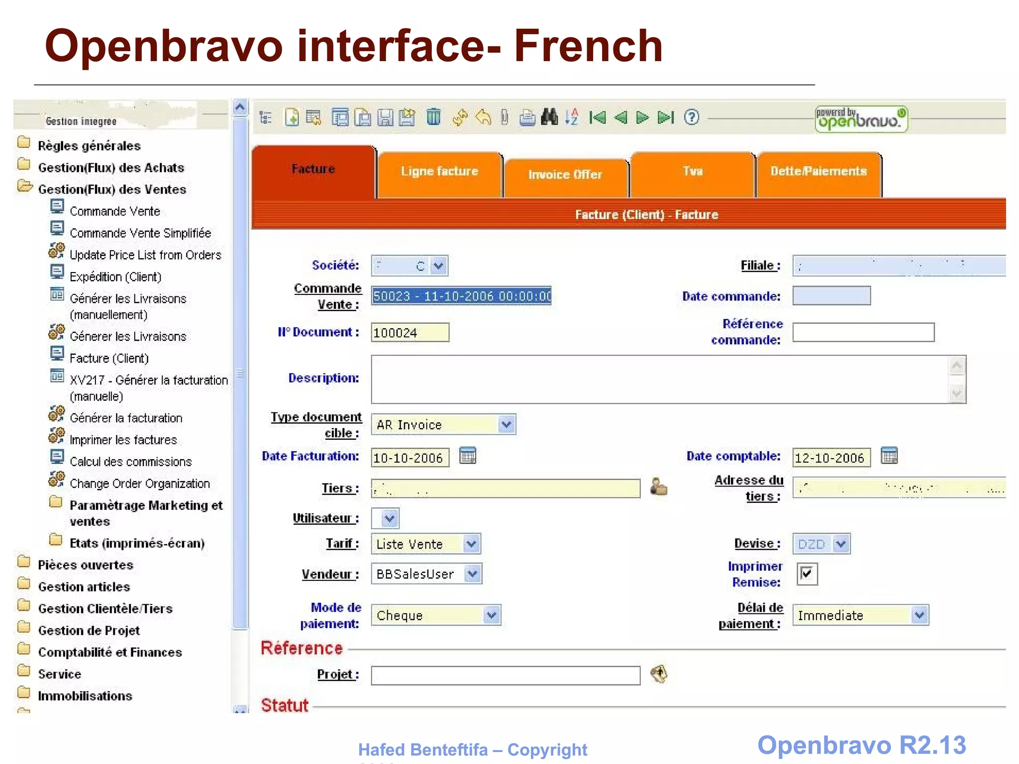 Openbravo interface R2.13