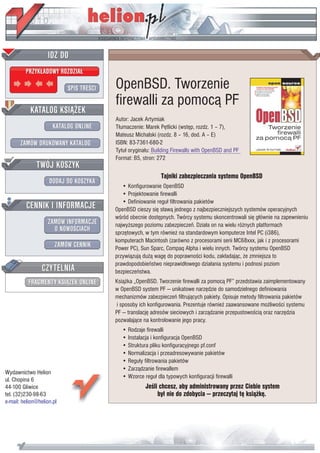 OpenBSD. Tworzenie firewalli za pomocą PF | PDF