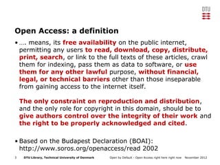 Open access right here right now - Open by default | PPT