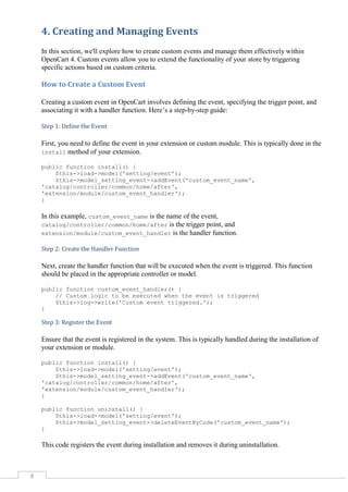 OpenCart 4: Events. Quick start guide. 2024 | PDF