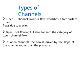 open channel flow in applied hydraulic engineering | PPTX