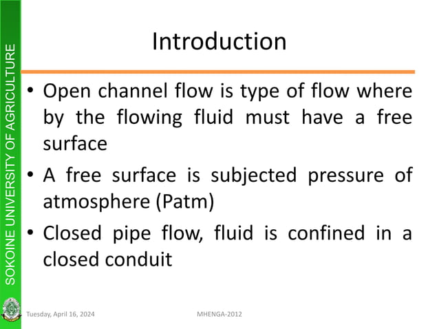 Learn how Design of Open channel flow step-by-step | PPT | Physics ...