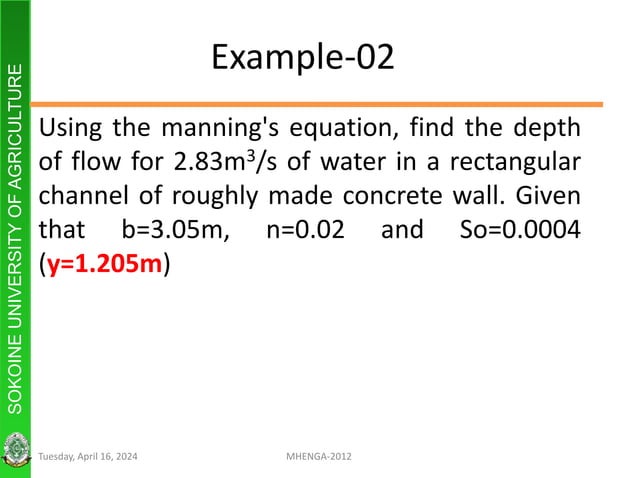 Learn how Design of Open channel flow step-by-step | PPT | Physics ...