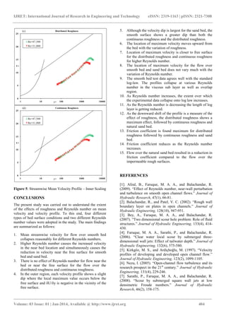 Open channel flow velocity profiles for different reynolds numbers and roughness conditions | PDF