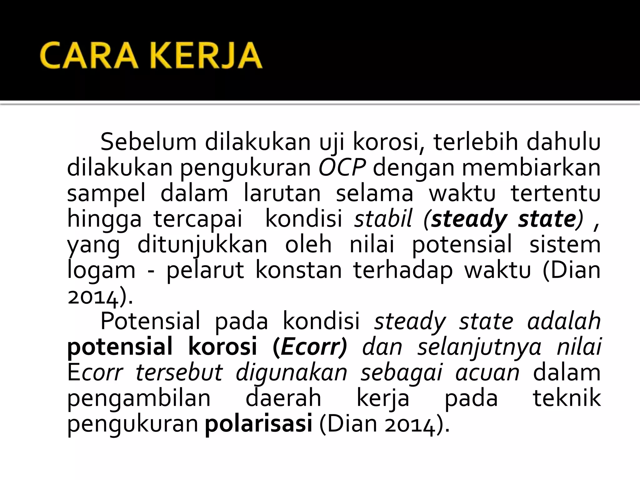 Open circuit potential (ocp) decay oleh wahyudin | PPTX