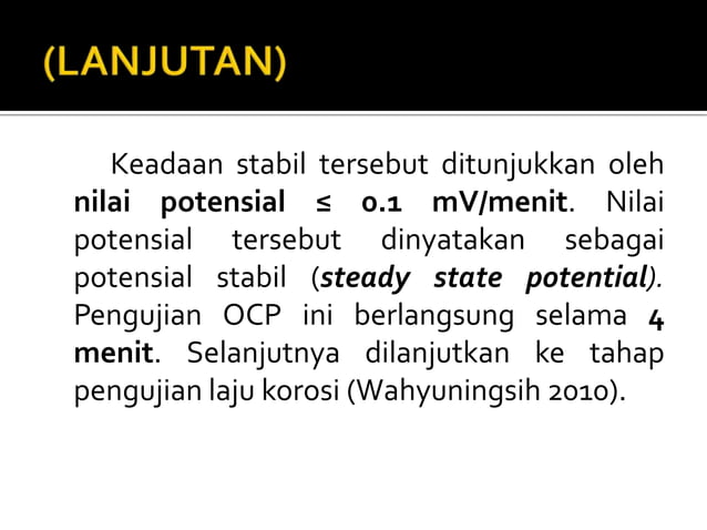 Open circuit potential (ocp) decay oleh wahyudin | PPTX