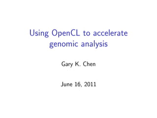 OpenCL applications in genomics | PPT