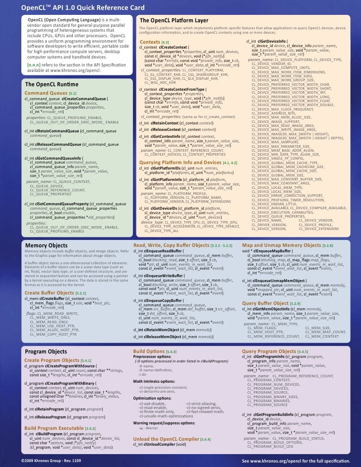 OpenCL Reference Card
