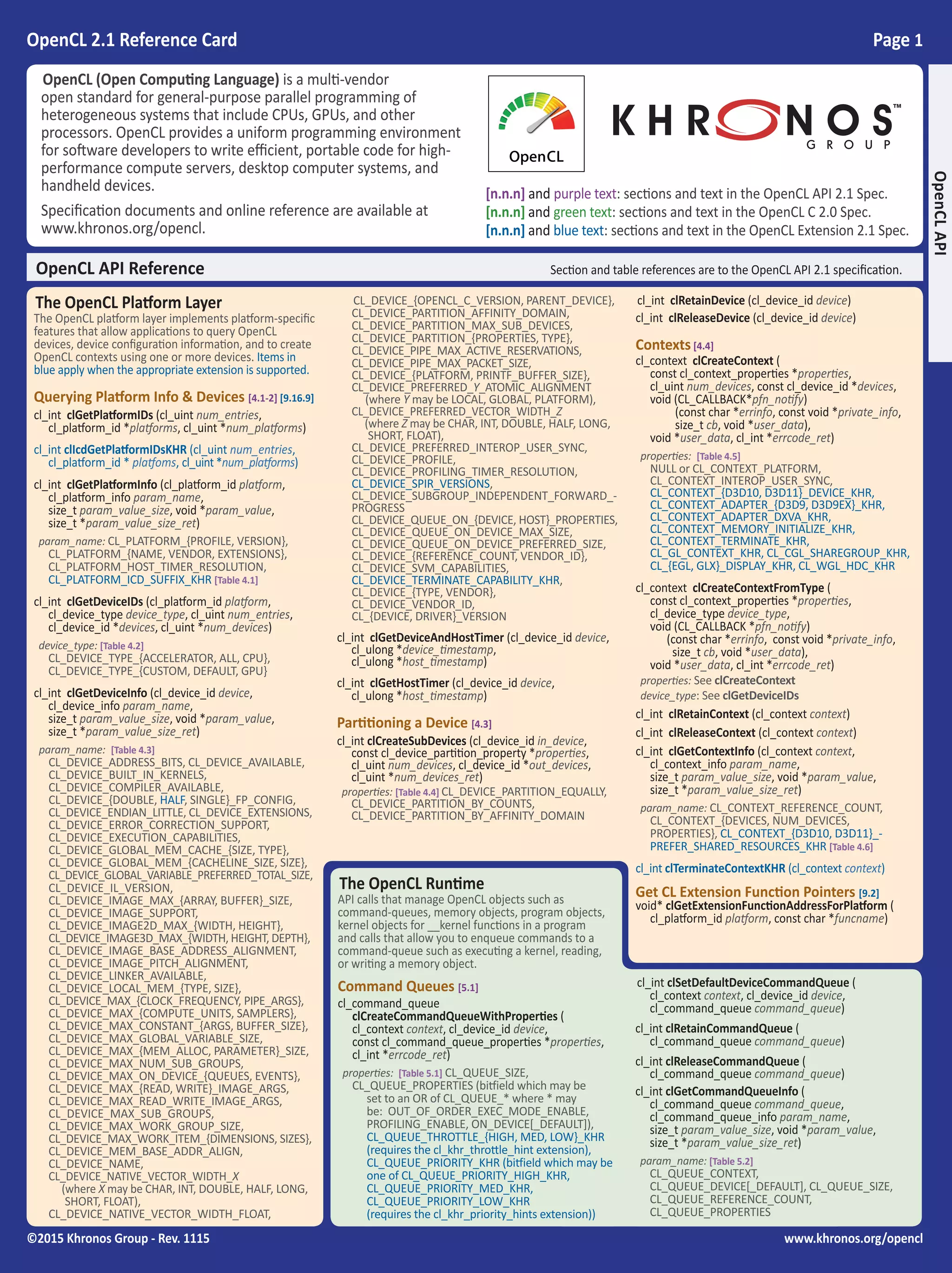 OpenCL 2.1 Reference Guide | PDF