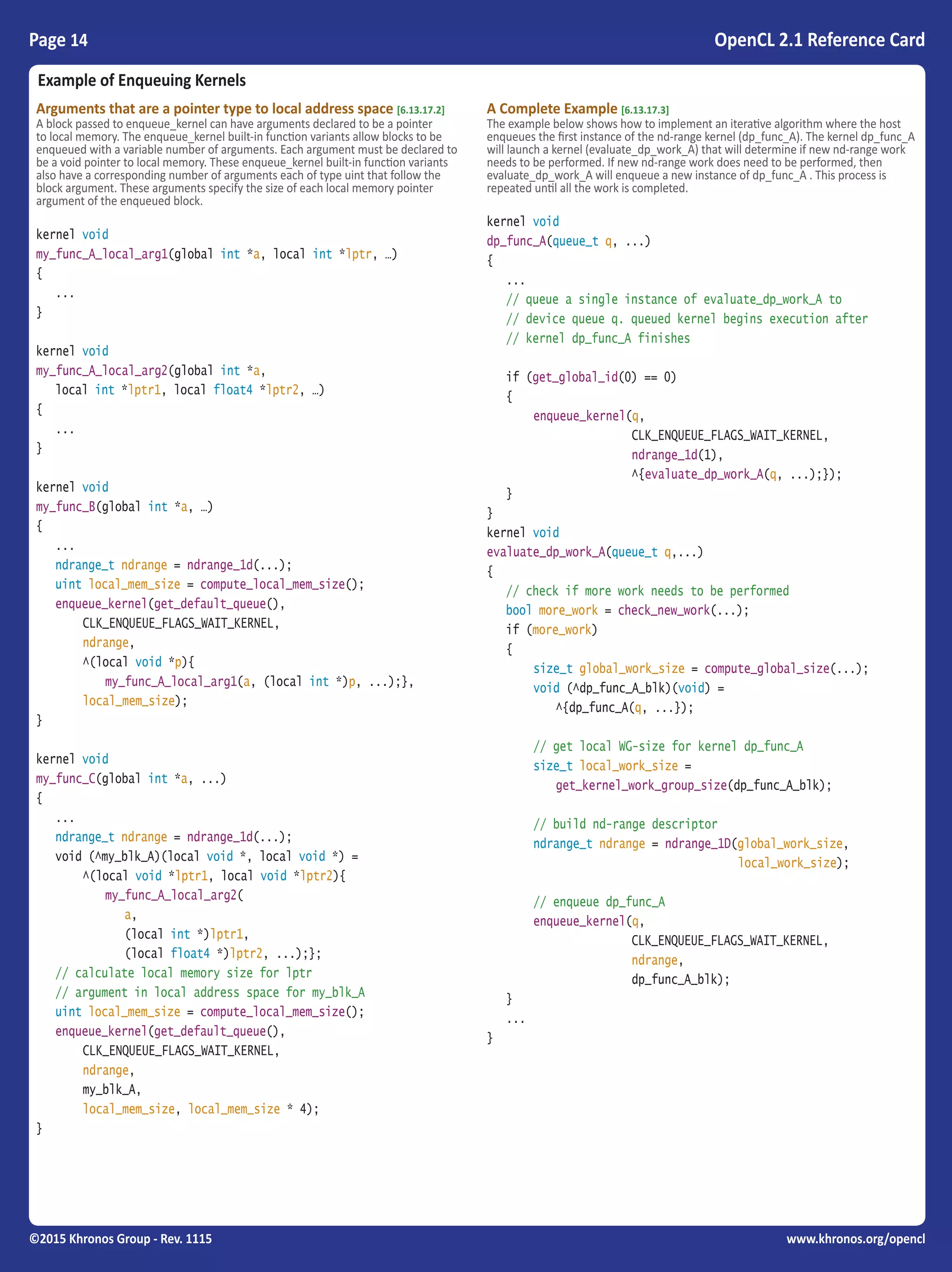 OpenCL 2.1 Reference Guide | PDF